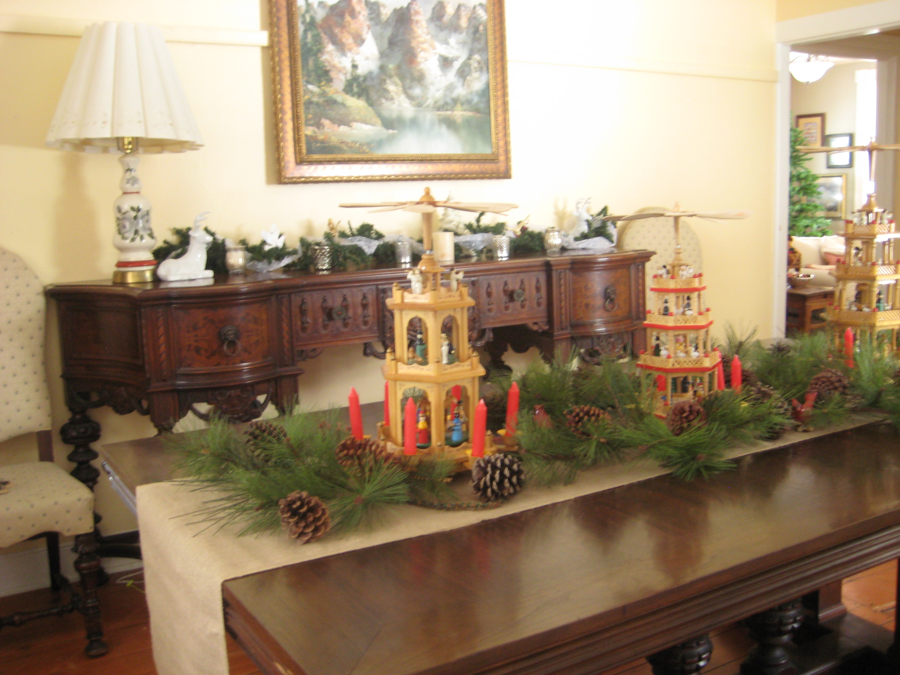 Advent Pyramids on Rustic Elegant Dining Table - Bushel & a Pickle