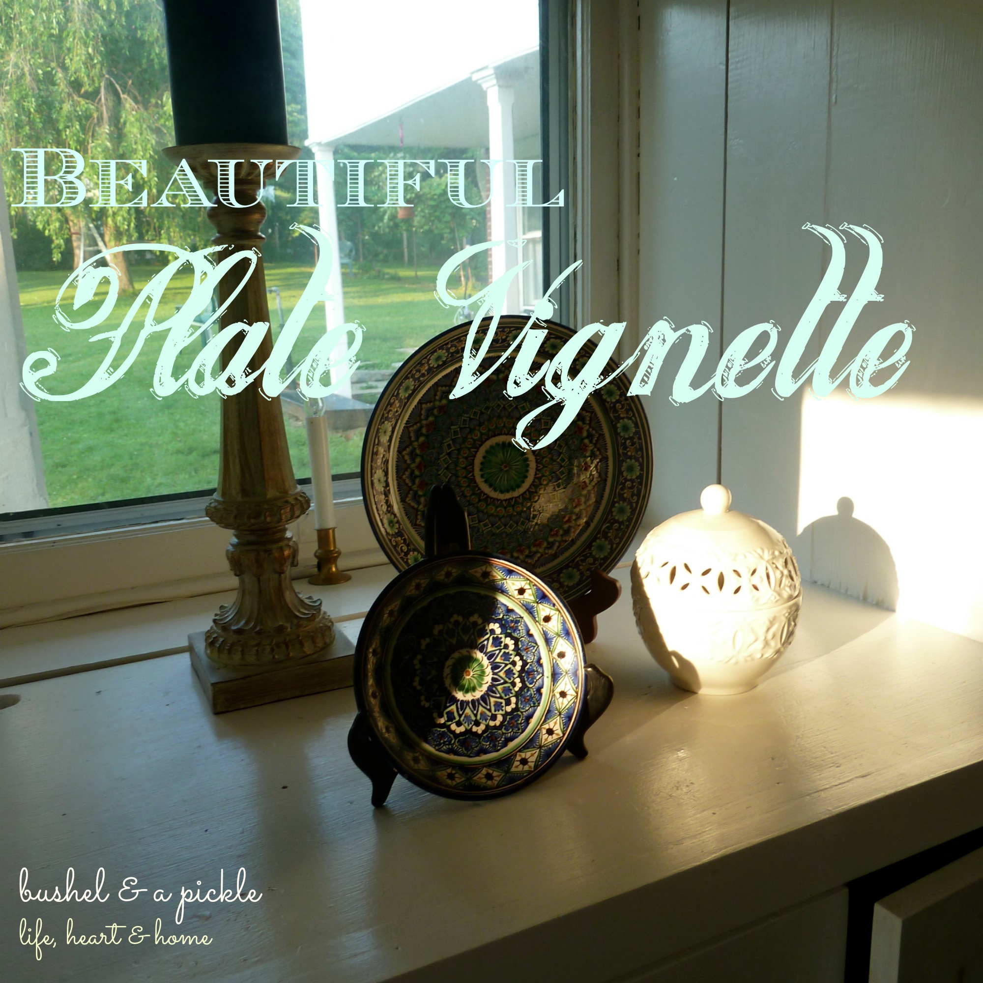 Beautiful Window Vignette - Bushel & a Pickle